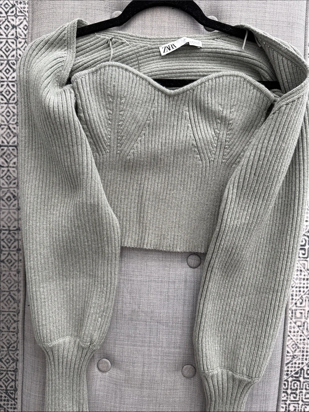 Zara | Sweaters | Zara Ribbed Bustier Sweater And Matching Shrug In ...